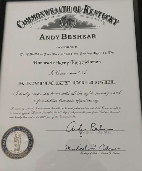 Mayor Larry Solomon honored with the prestigious KY Colonel award ...